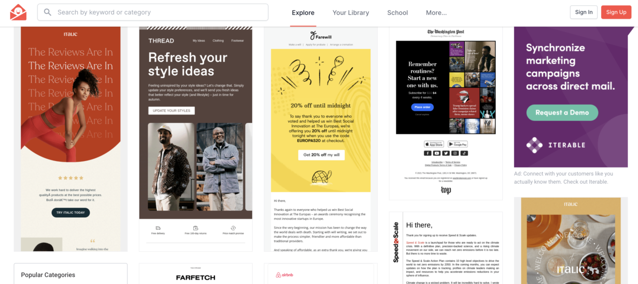 10+ Sites to check for email design inspiration